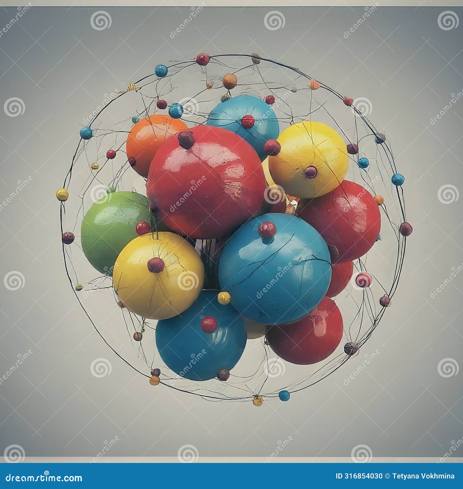 Communication and Connection Concept with Color Spheres Connected by ...