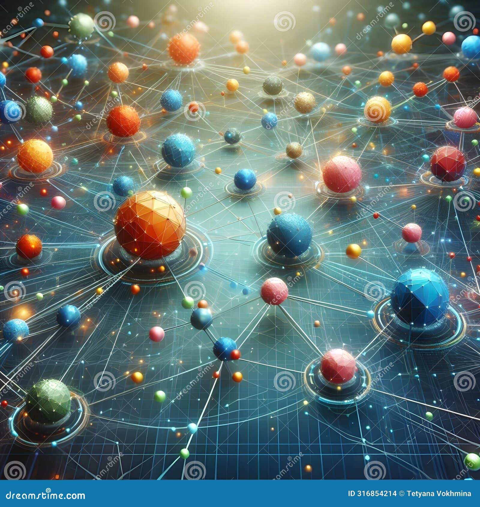 Communication and Connection Concept with Color Spheres Connected by ...