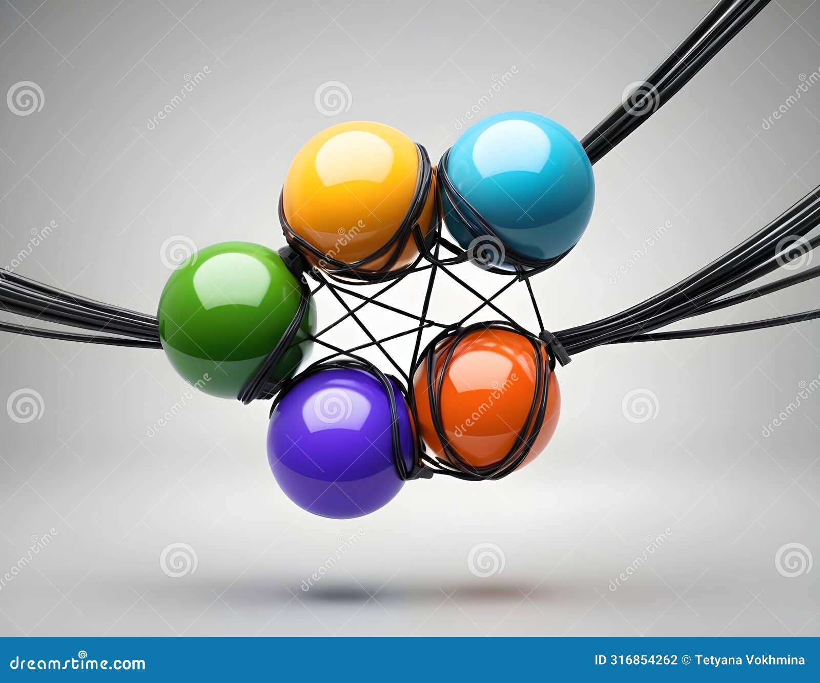 Communication and Connection Concept with Color Spheres Connected by ...