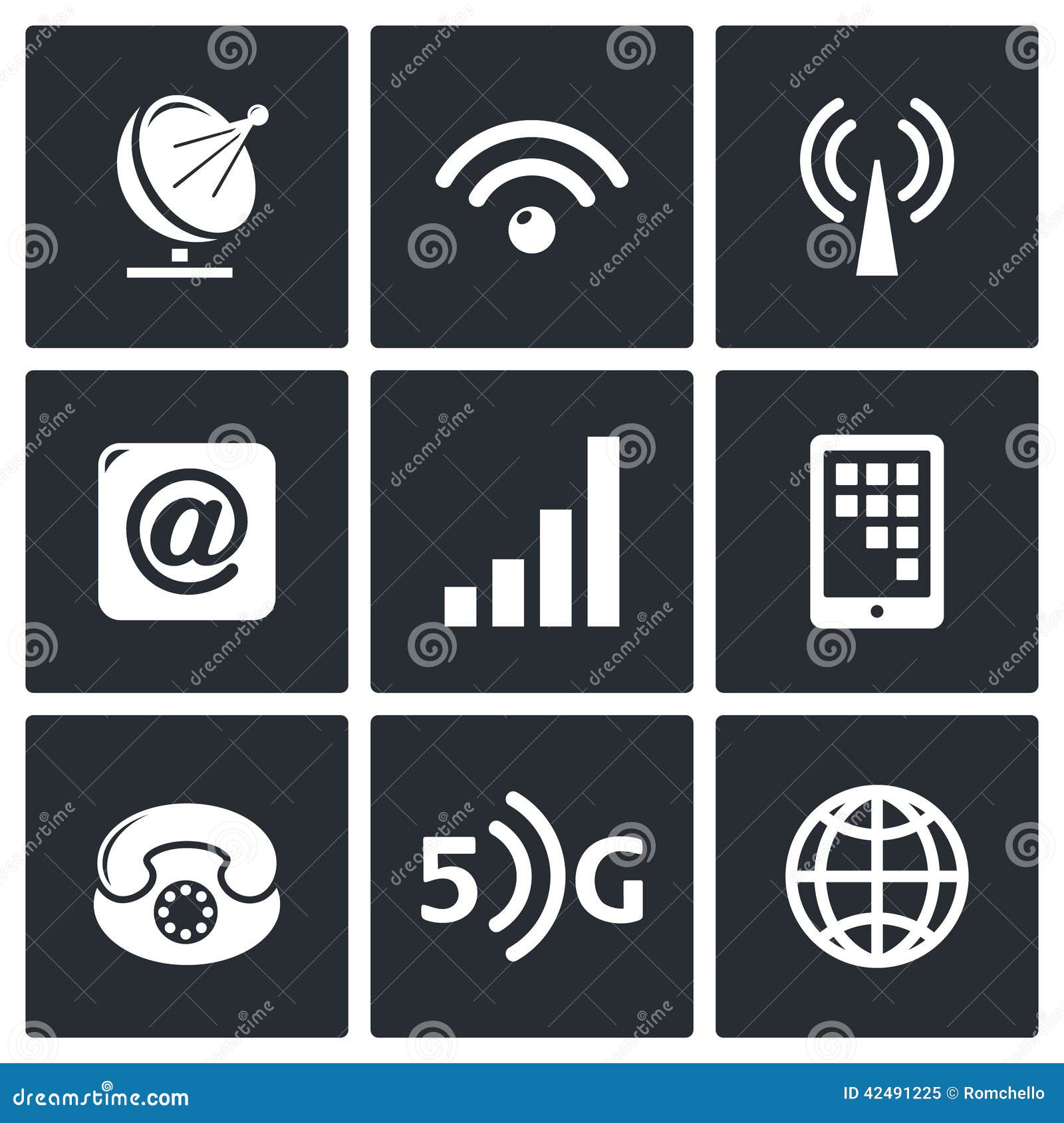 Communication and Connection Icons Set Stock Illustration ...