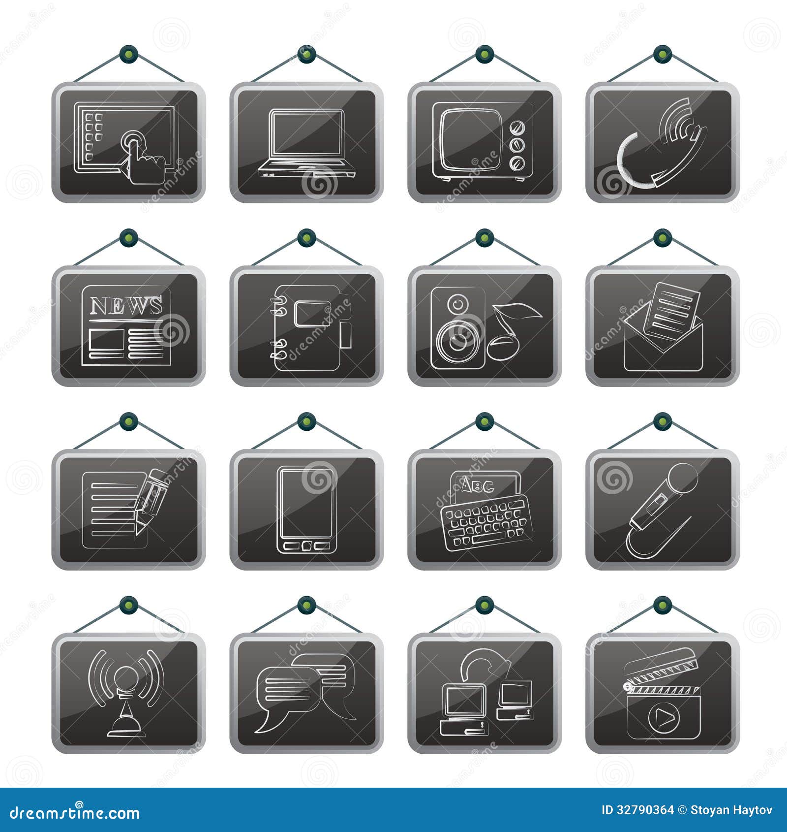 Communication and Connection Icons Stock Vector - Illustration of chat ...