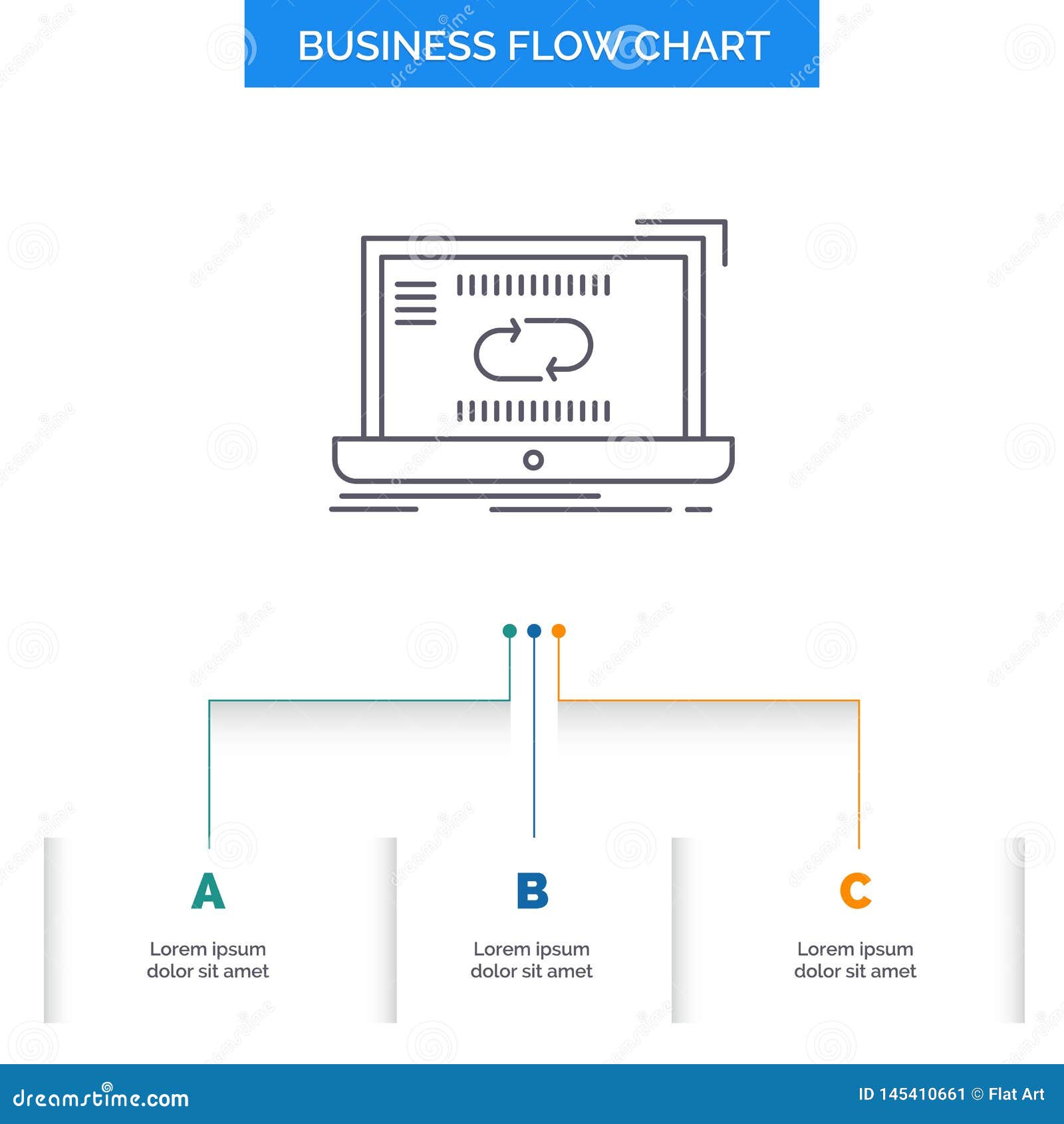 Communication Connection Link Sync Synchronization Business Flow Chart Design With 3 Steps