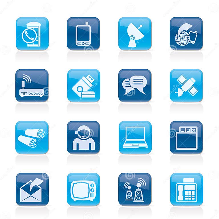 Communication, Connection and Technology Icons Stock Vector ...