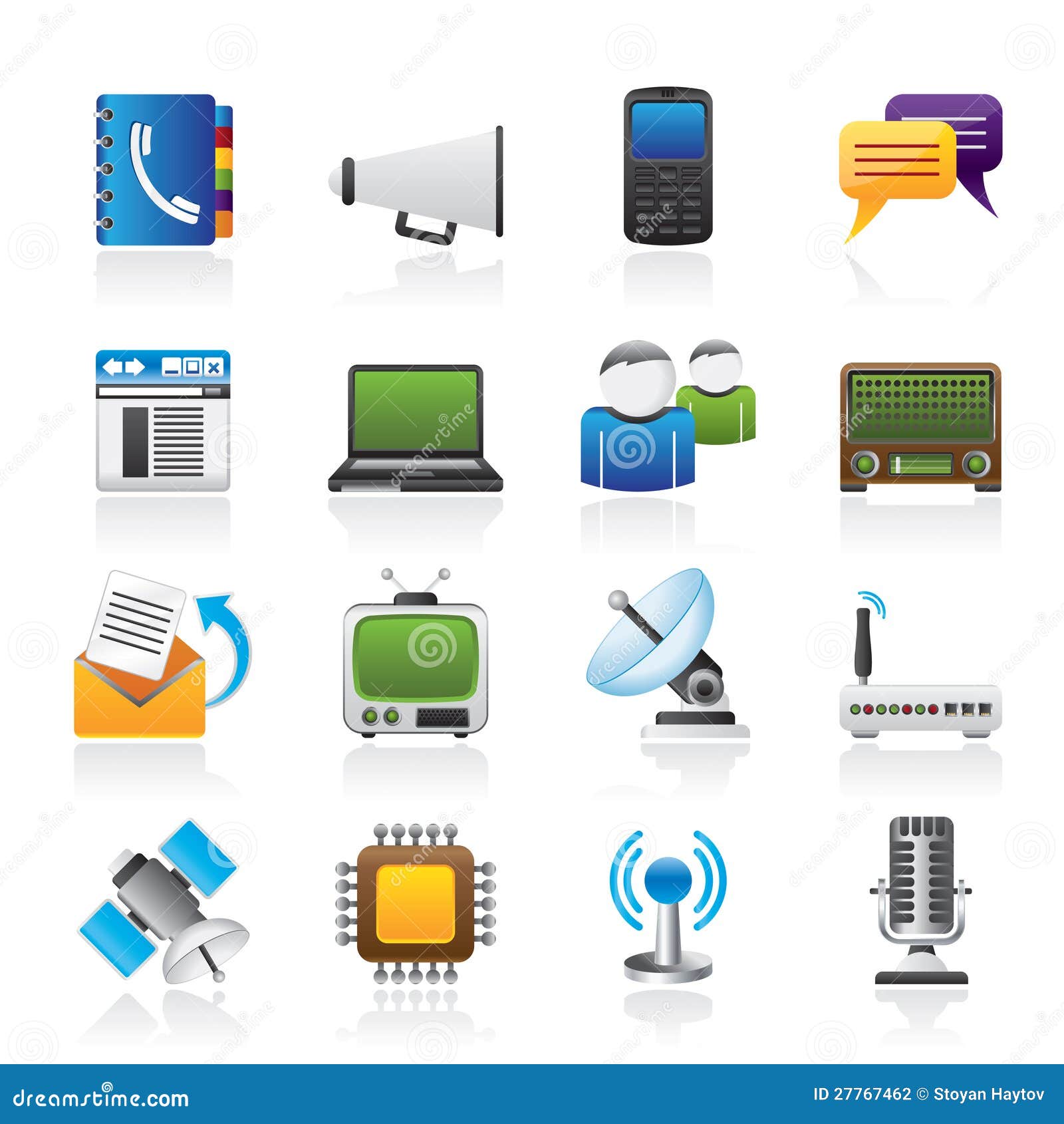 Communication, Connection and Technology Icons Stock Vector ...