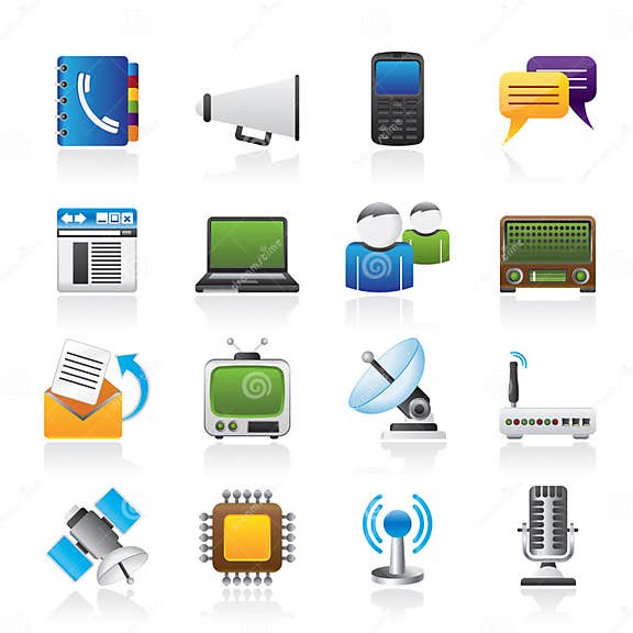 Communication, Connection and Technology Icons Stock Vector ...