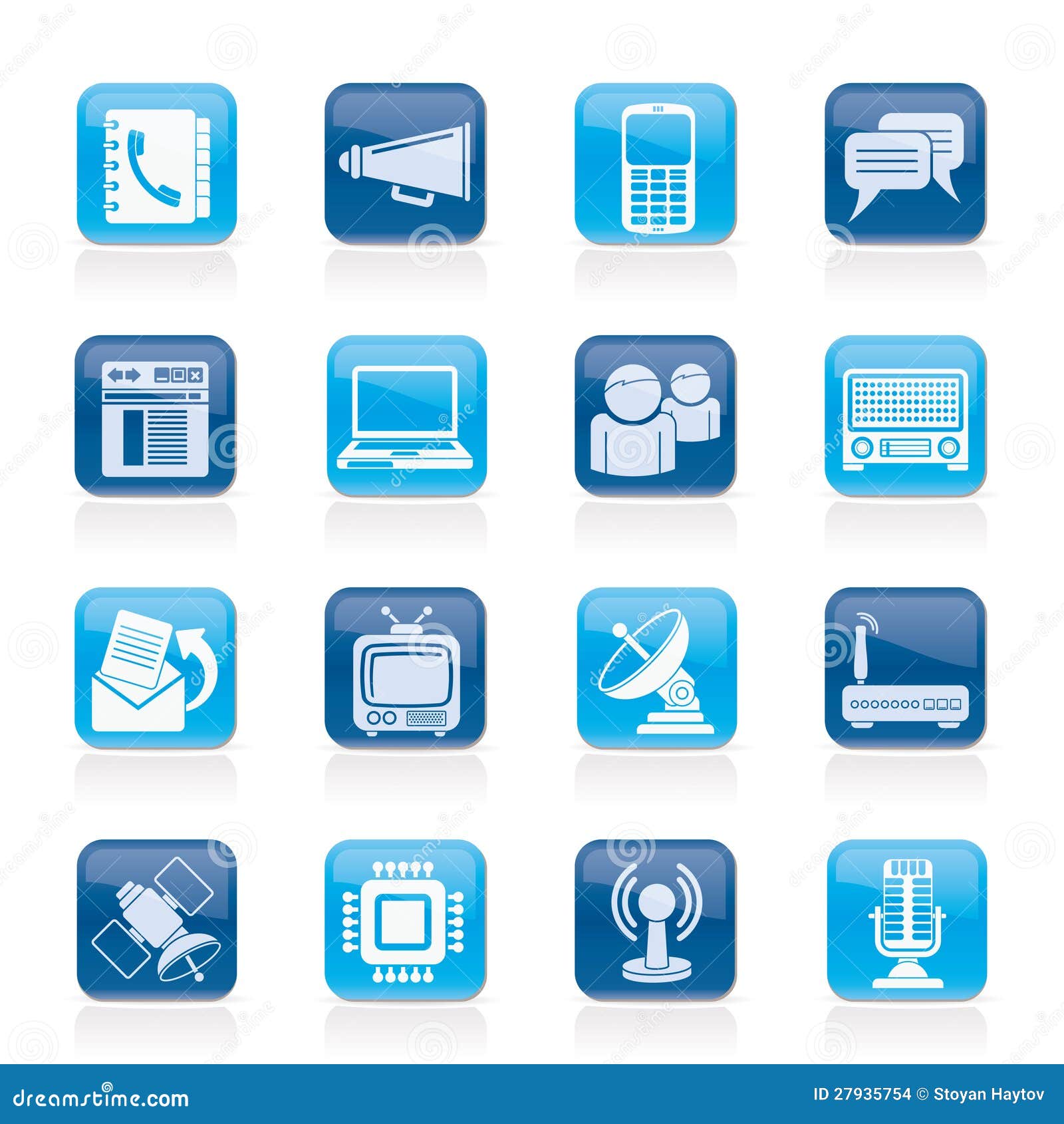 Communication, Connection and Technology Icons Stock Vector ...