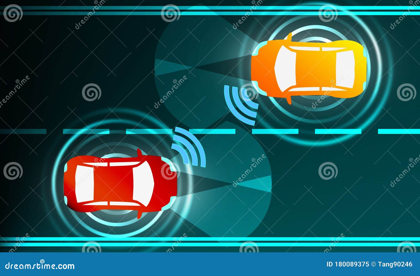 Communication between Connects Vehicle To Vehicle Stock Illustration ...