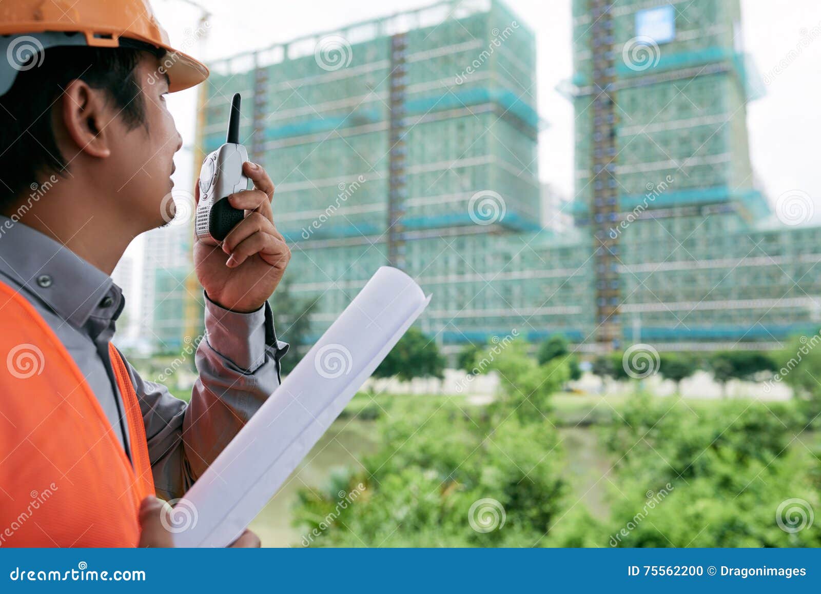 Communication on Construction Site Stock Photo - Image of managing ...
