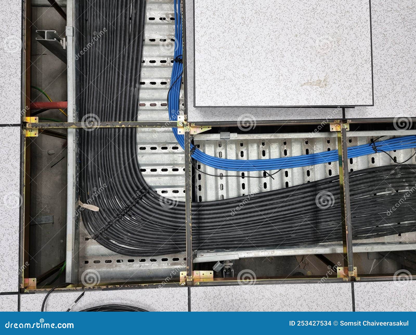 Control cable pulling work stock photo. Image of pulling - 253427534