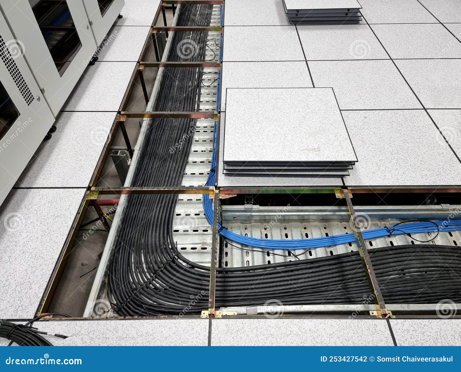 Control cable pulling work stock photo. Image of electrical - 253427542