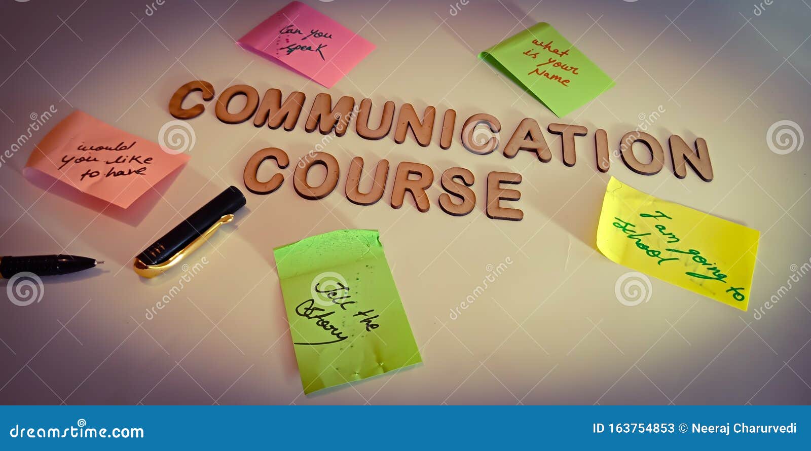 Communication Course Presentation with Slip Pattern Stock Image - Image ...