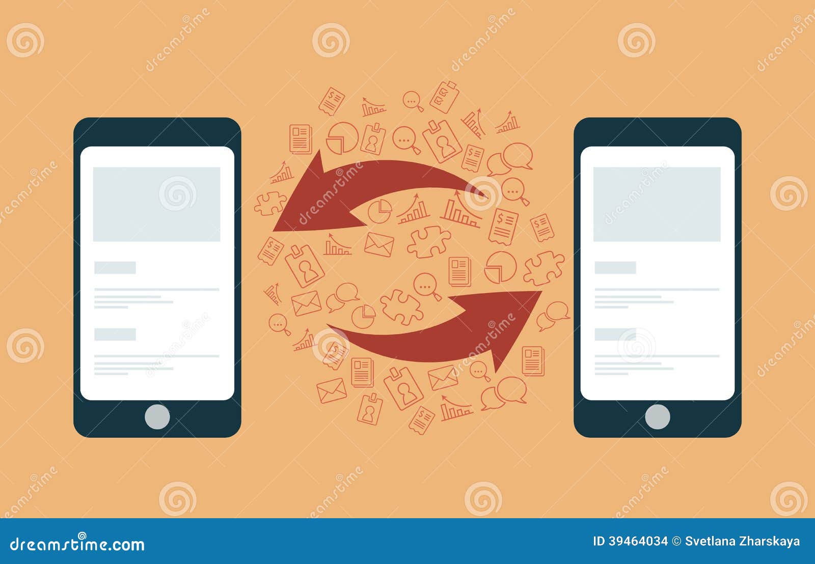 Communication And Data Synchronization Between Mobile Phones Stock