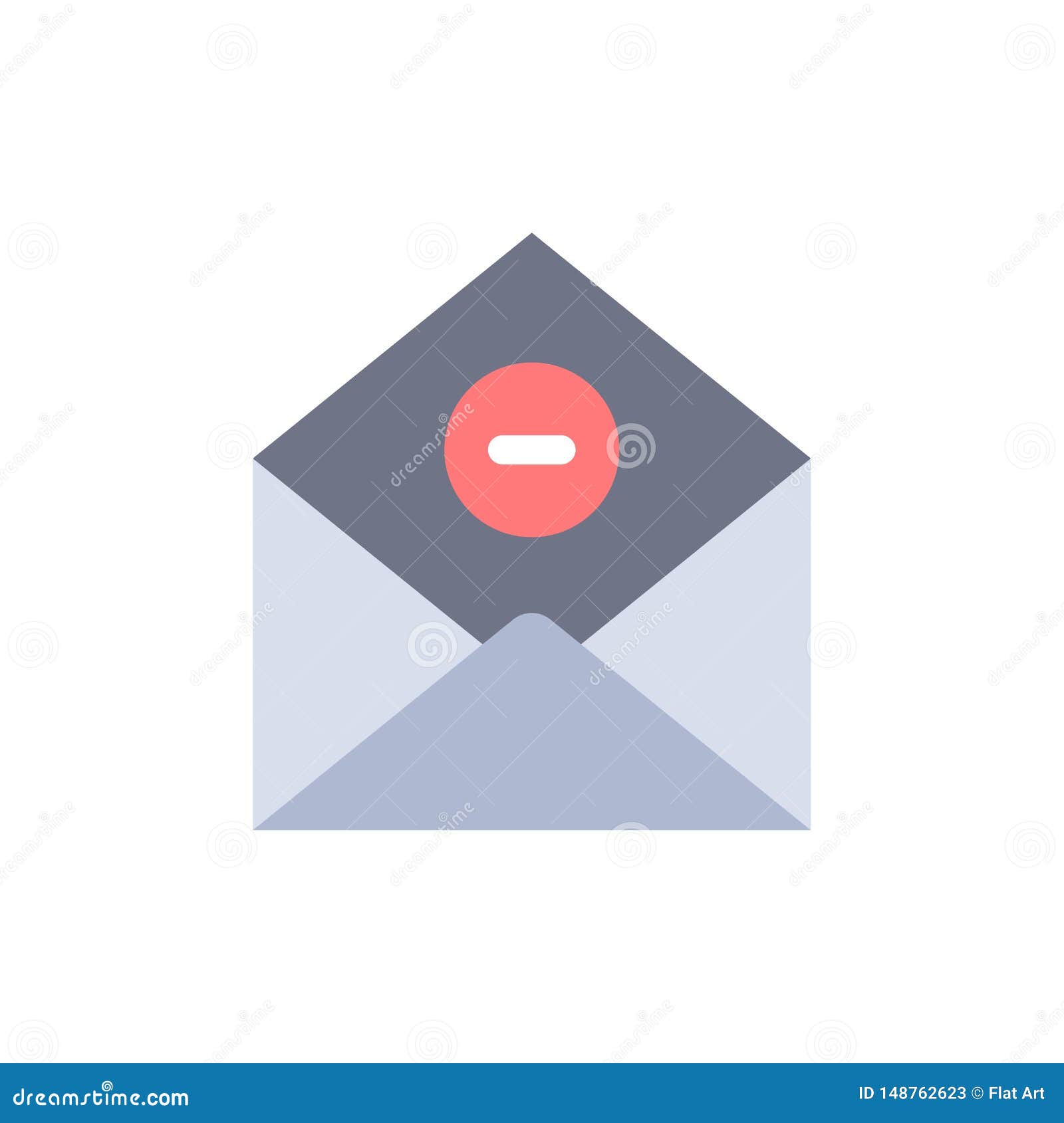 Communication, Delete, Delete-Mail, Email Flat Color Icon. Vector Icon ...