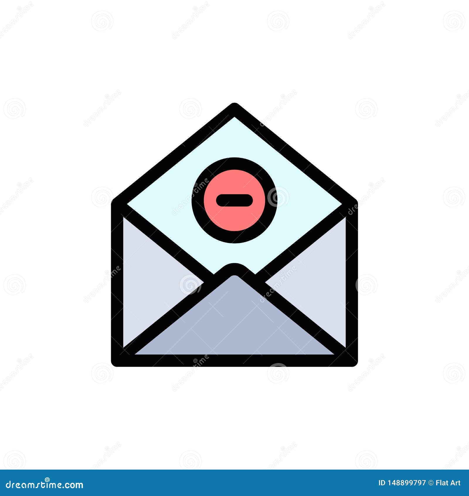 Communication, Delete, Delete-Mail, Email Flat Color Icon. Vector Icon ...