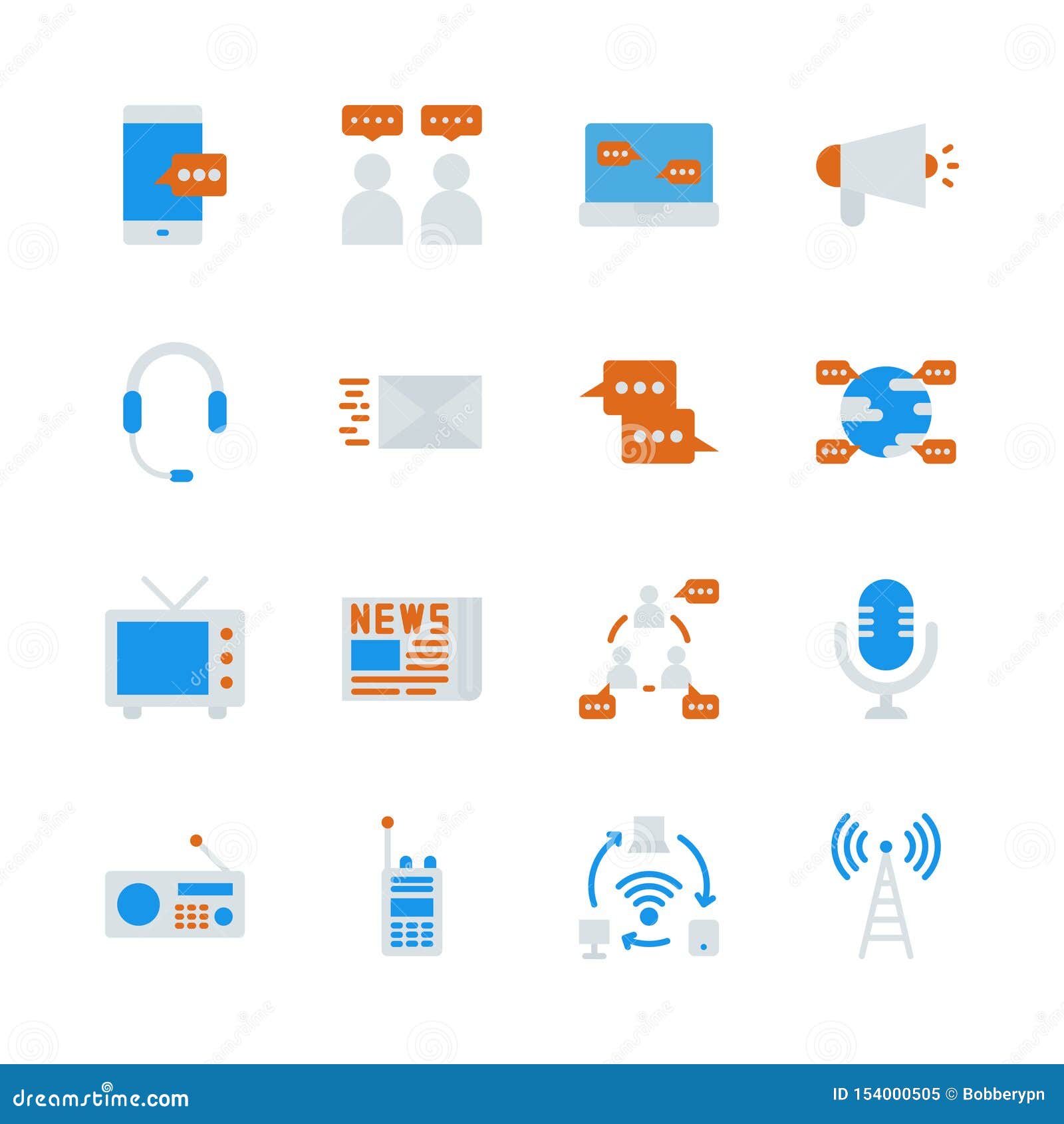Communication Device in Flat Icon Set.Vector Illustration Stock Vector ...
