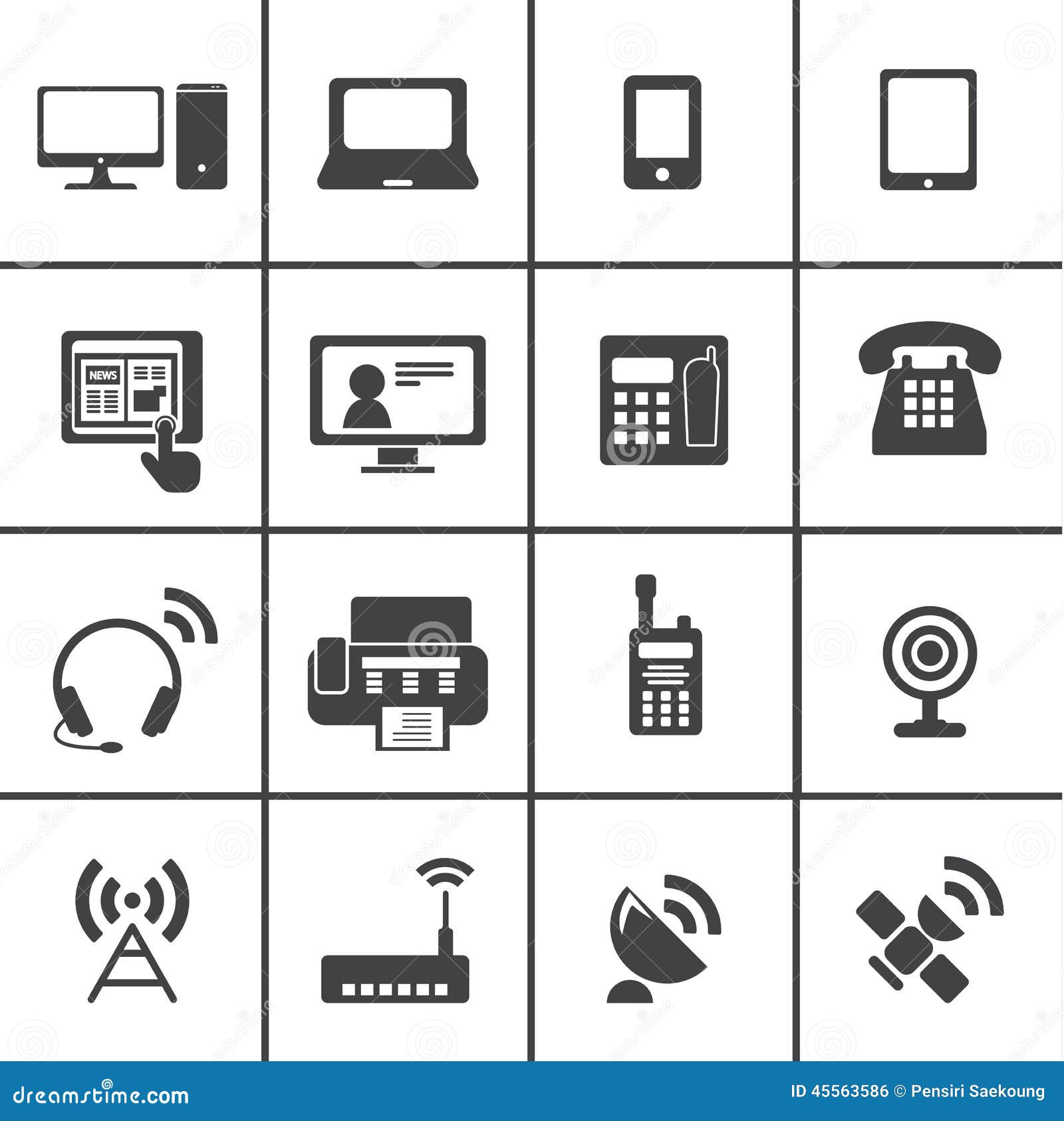 Communication device icons stock vector. Illustration of tablet - 45563586