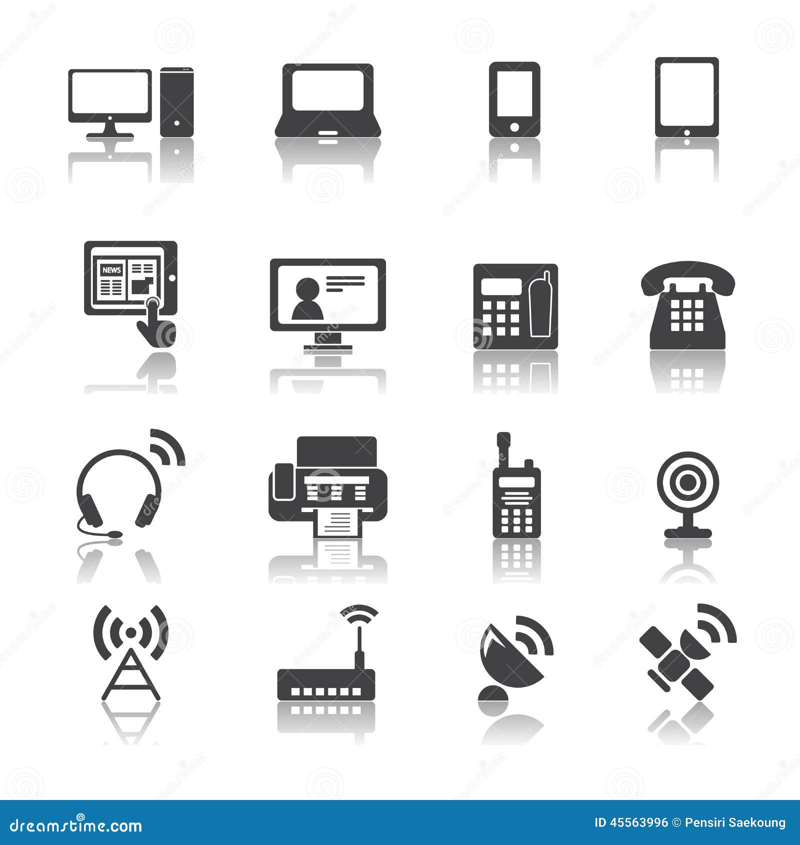 Communication device icons stock vector. Illustration of headset - 45563996