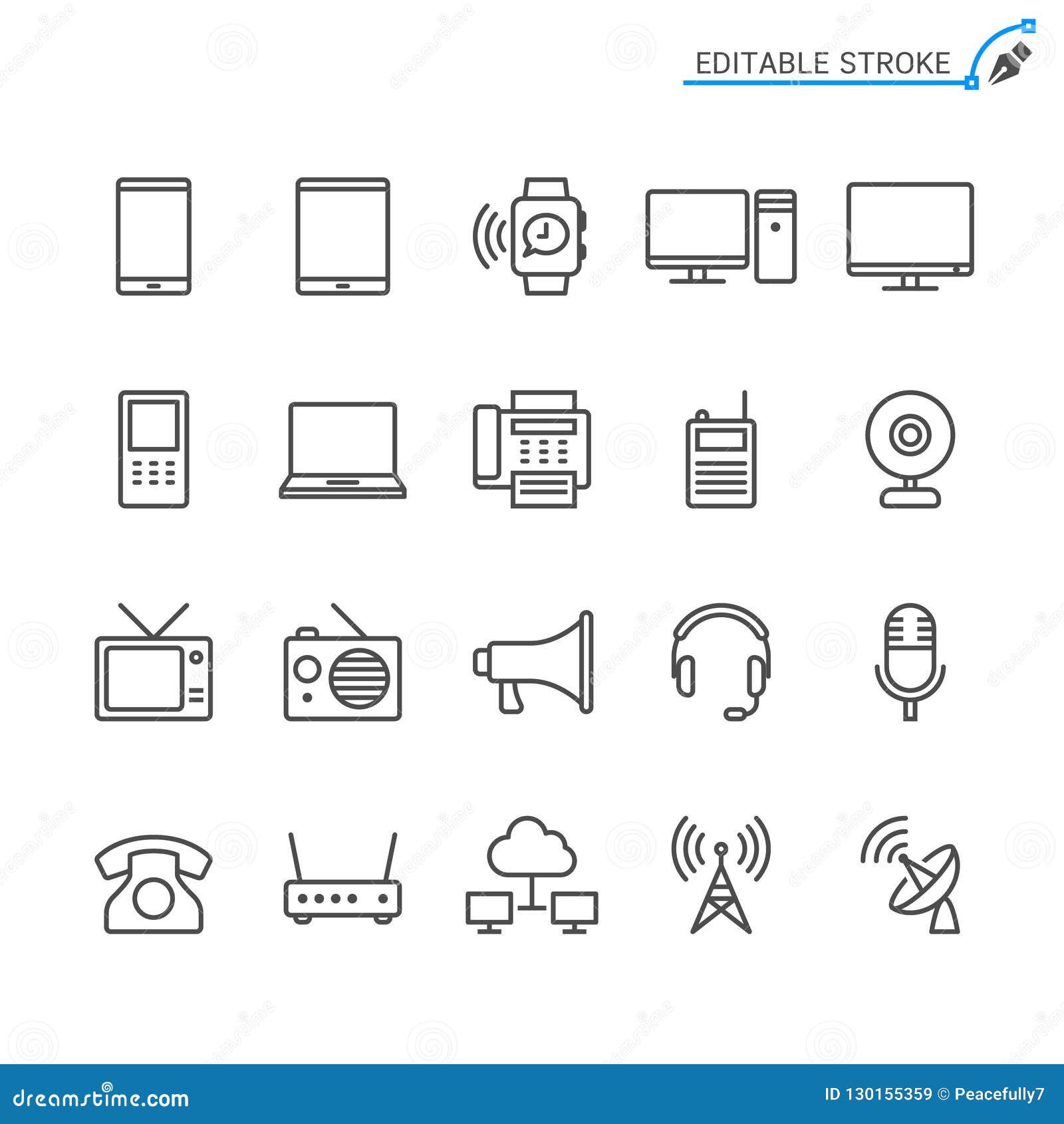 Communication Device Outline Icon Set Stock Vector - Illustration of ...