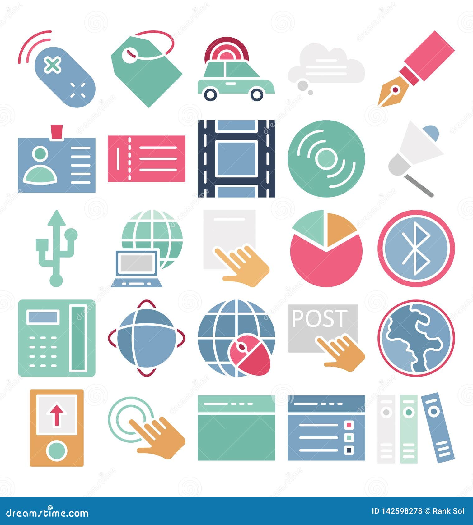 Communication and Digital Devices Isolated Vector Icons Set that Can Be ...