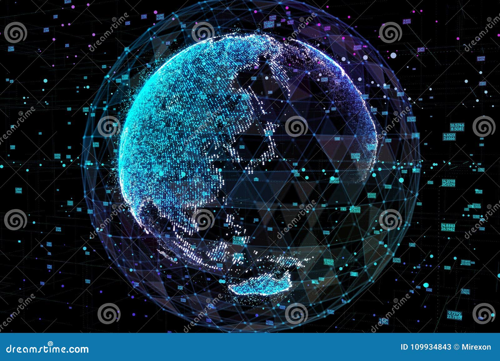 Communication in Digital Network. Earth Globe. 3d Illustration. Stock ...