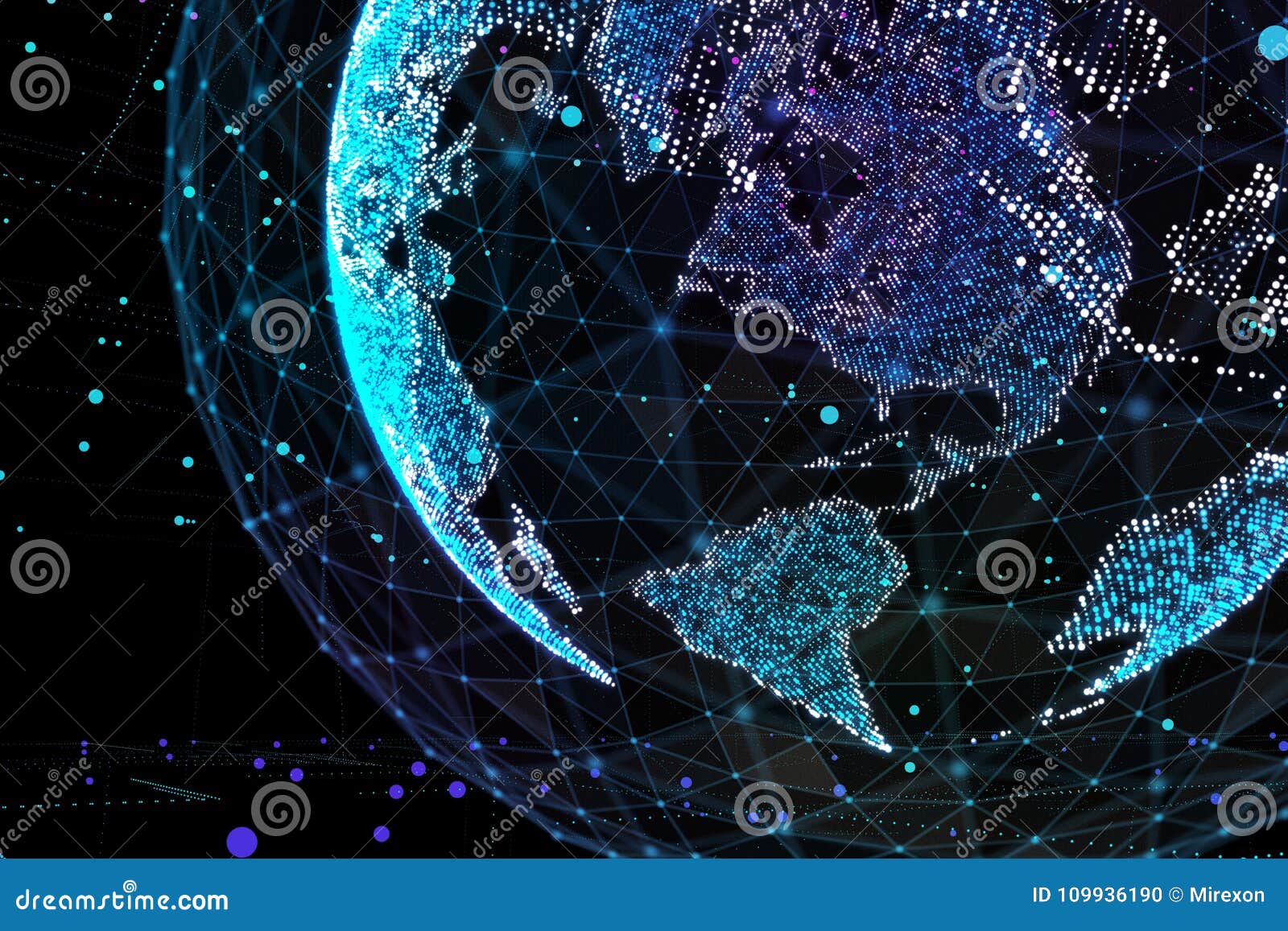 Communication in Digital Network. Earth Globe. 3d Illustration. Stock ...