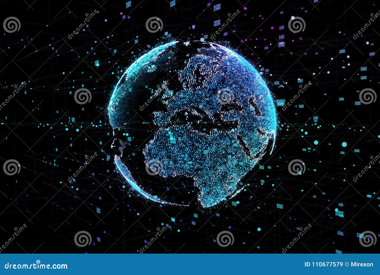 Communication in Digital Network. Earth Globe. 3d Illustration. Stock ...