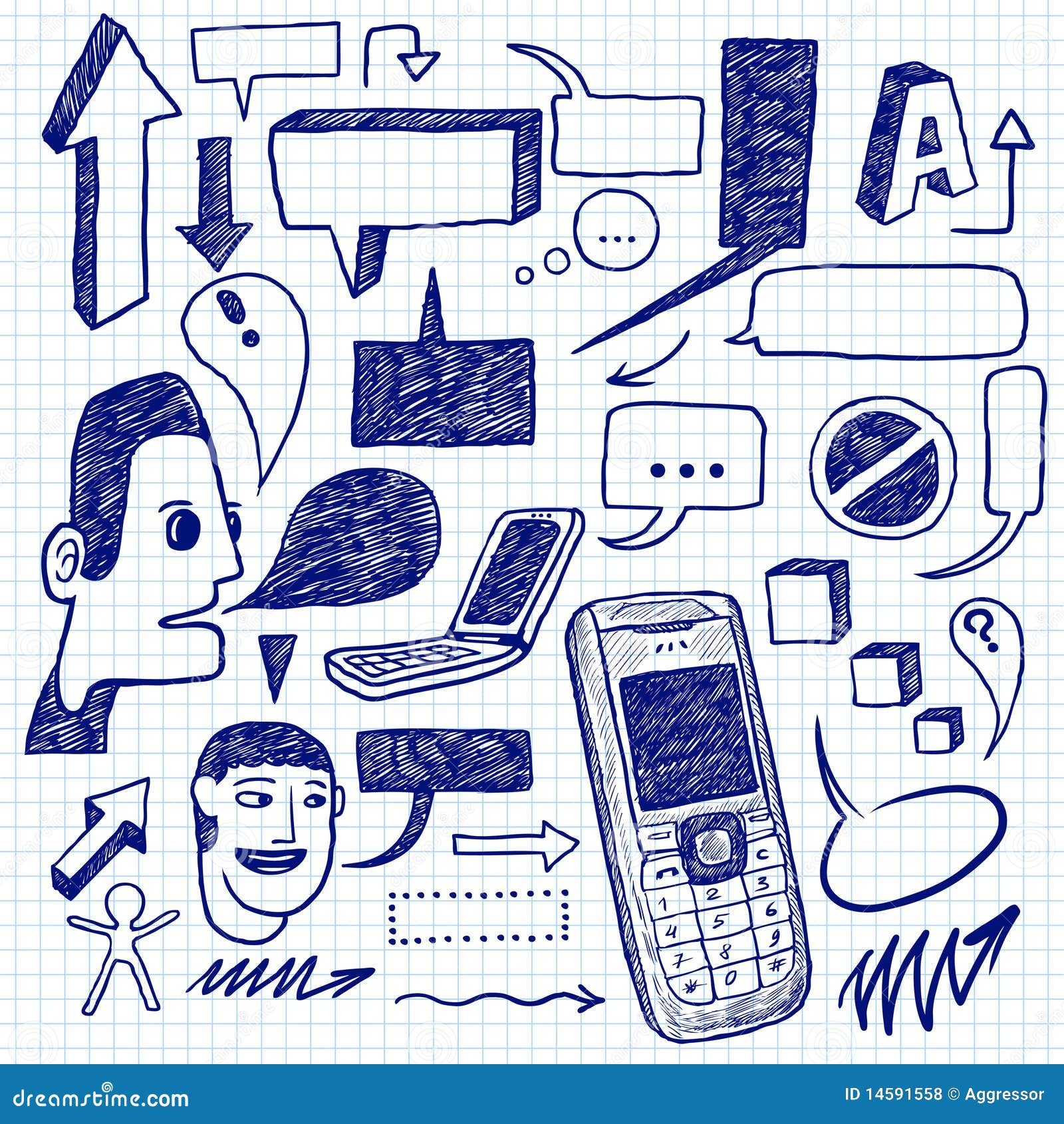 Communication doodles stock vector. Illustration of blue - 14591558