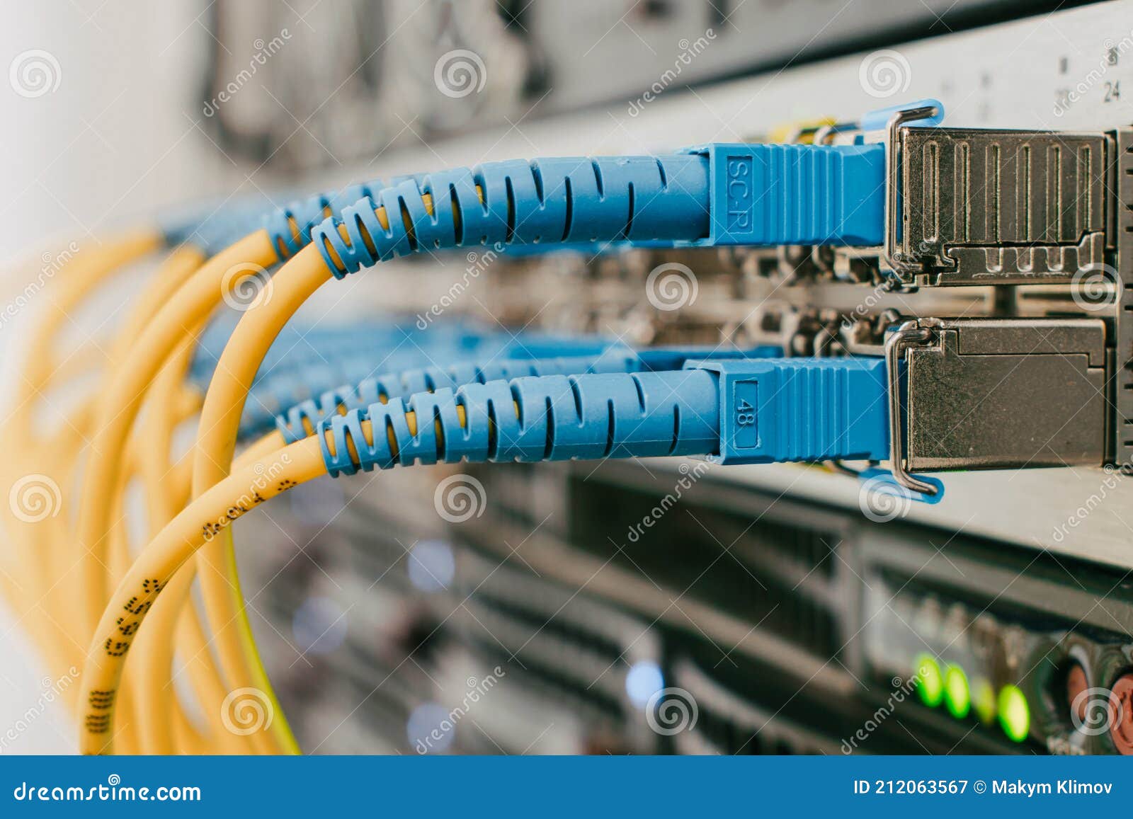 Communication Equipment in the Server Room of the Data Center. Fiber ...
