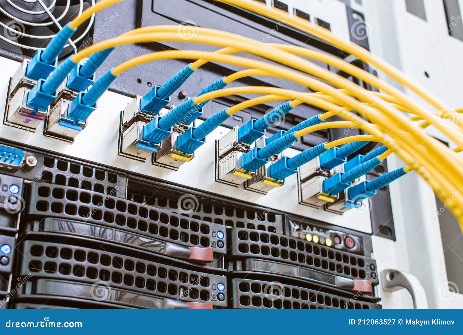 Communication Equipment in the Server Room of the Data Center. Many ...
