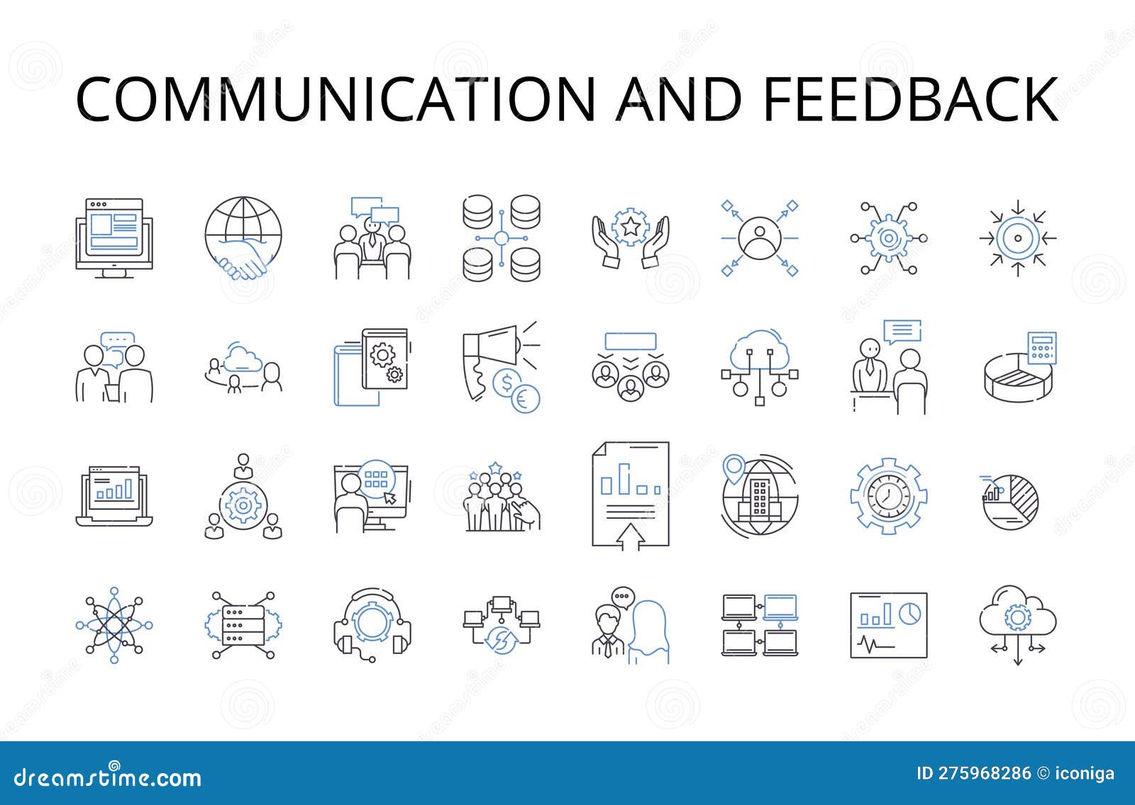 Communication and Feedback Line Icons Collection. Dialog, Discussion ...