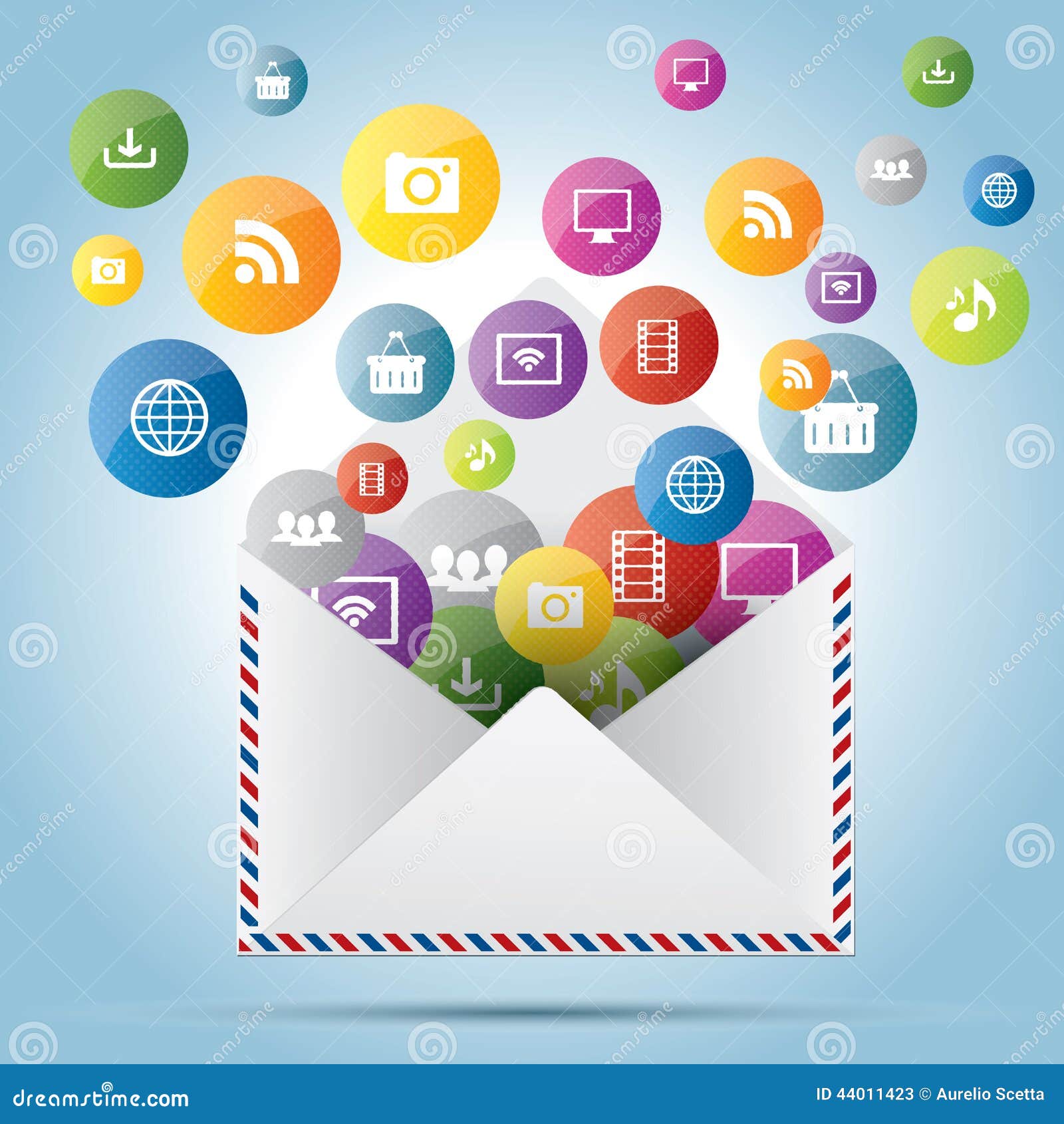 Communication and File Sharing by E-mail Message Stock Illustration ...