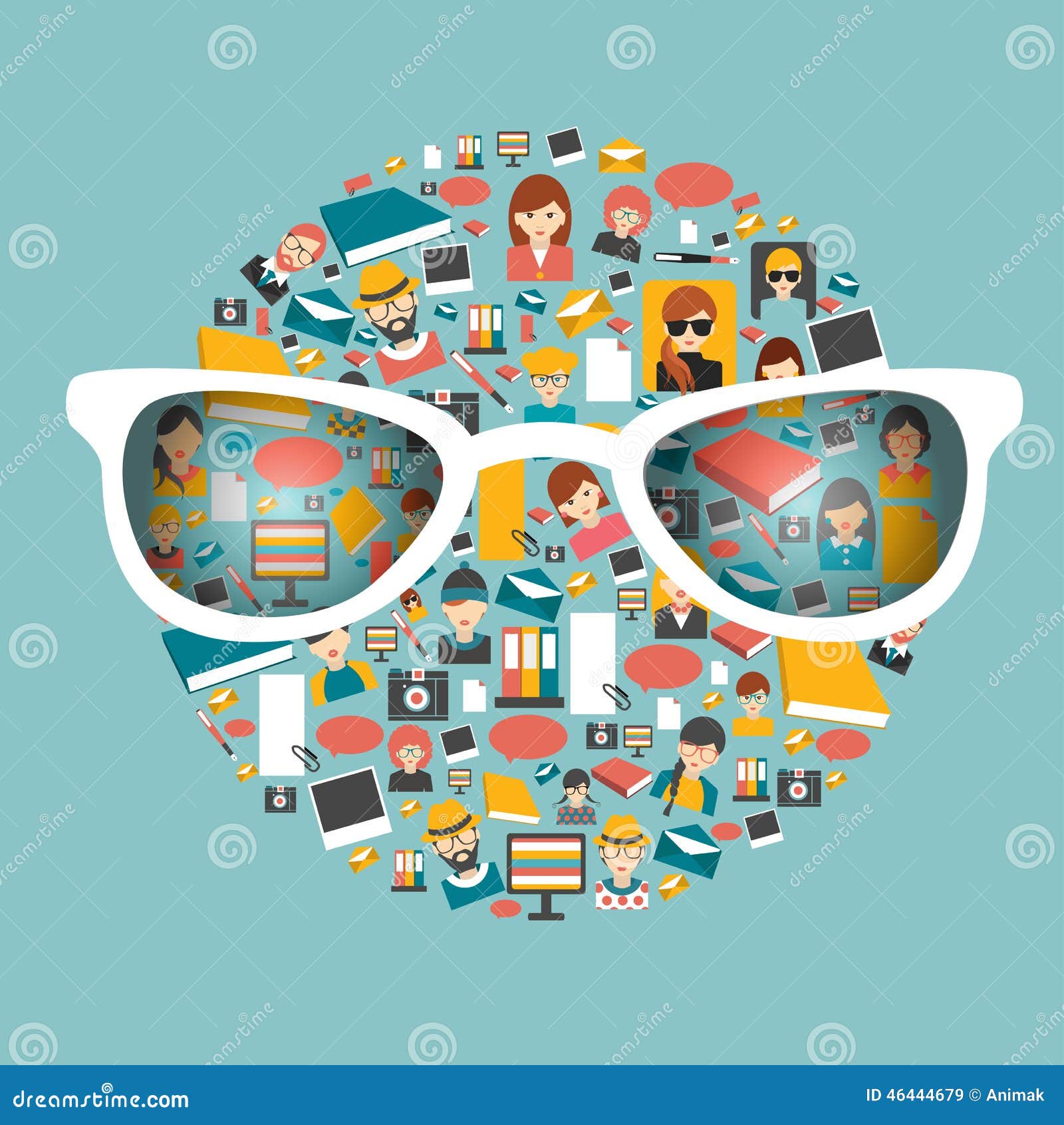 Communication Flat Icon Set. Stock Vector - Illustration of shape ...