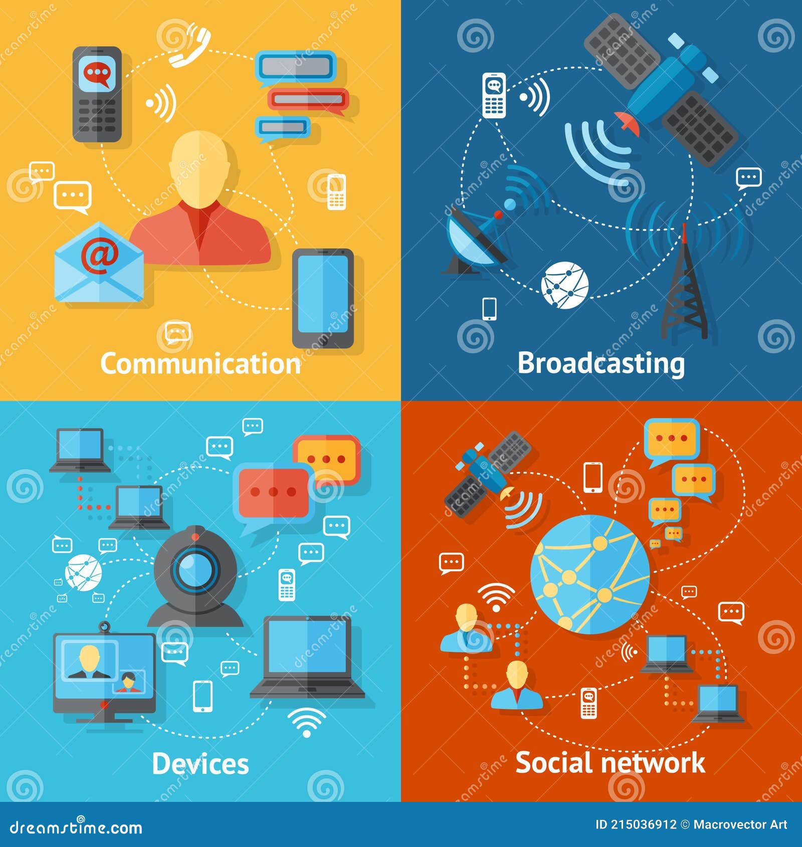 Communication Flat Icon Set Stock Vector - Illustration of news ...