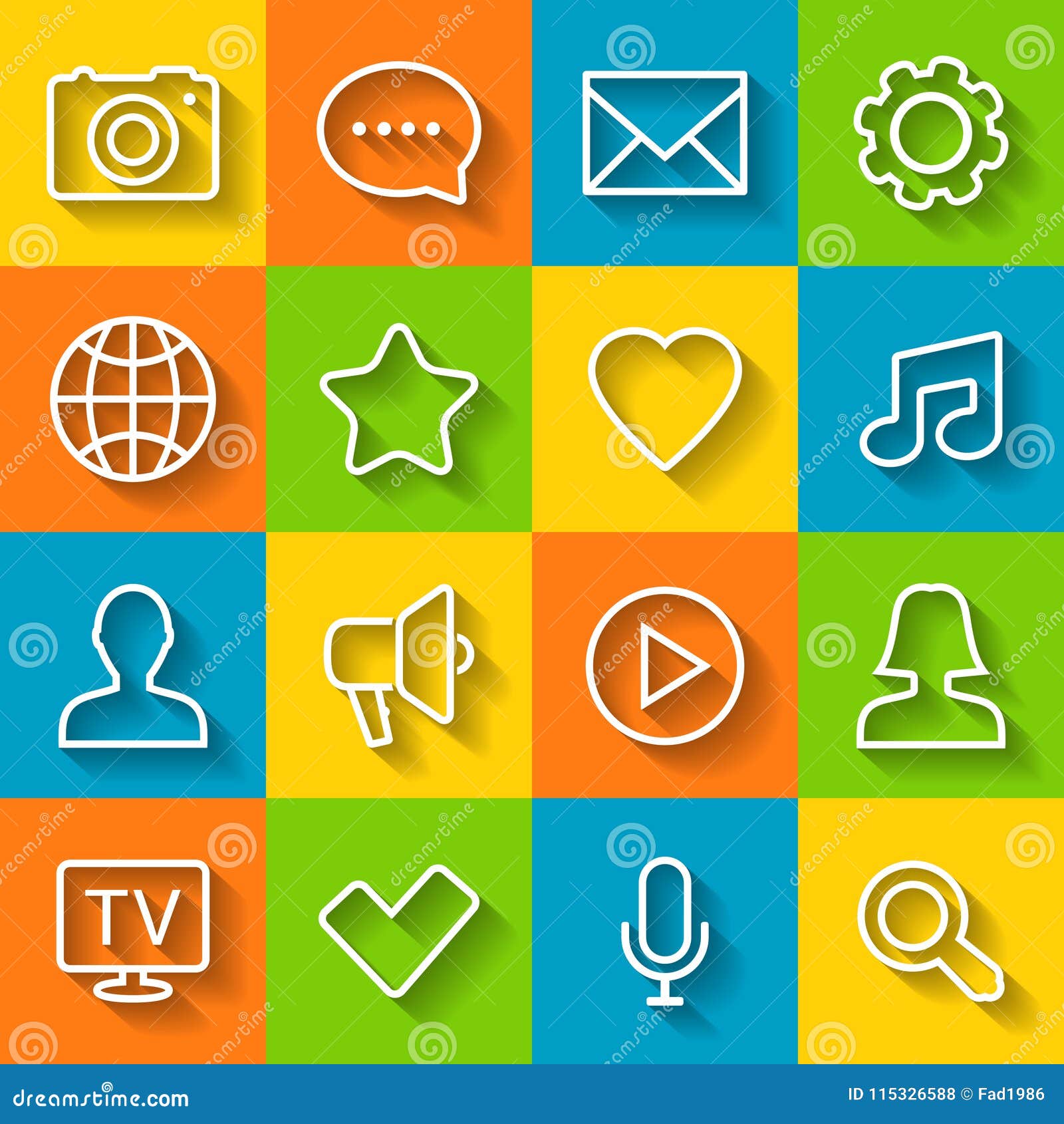 Communication Flat Icon Set Stock Vector - Illustration of icon ...