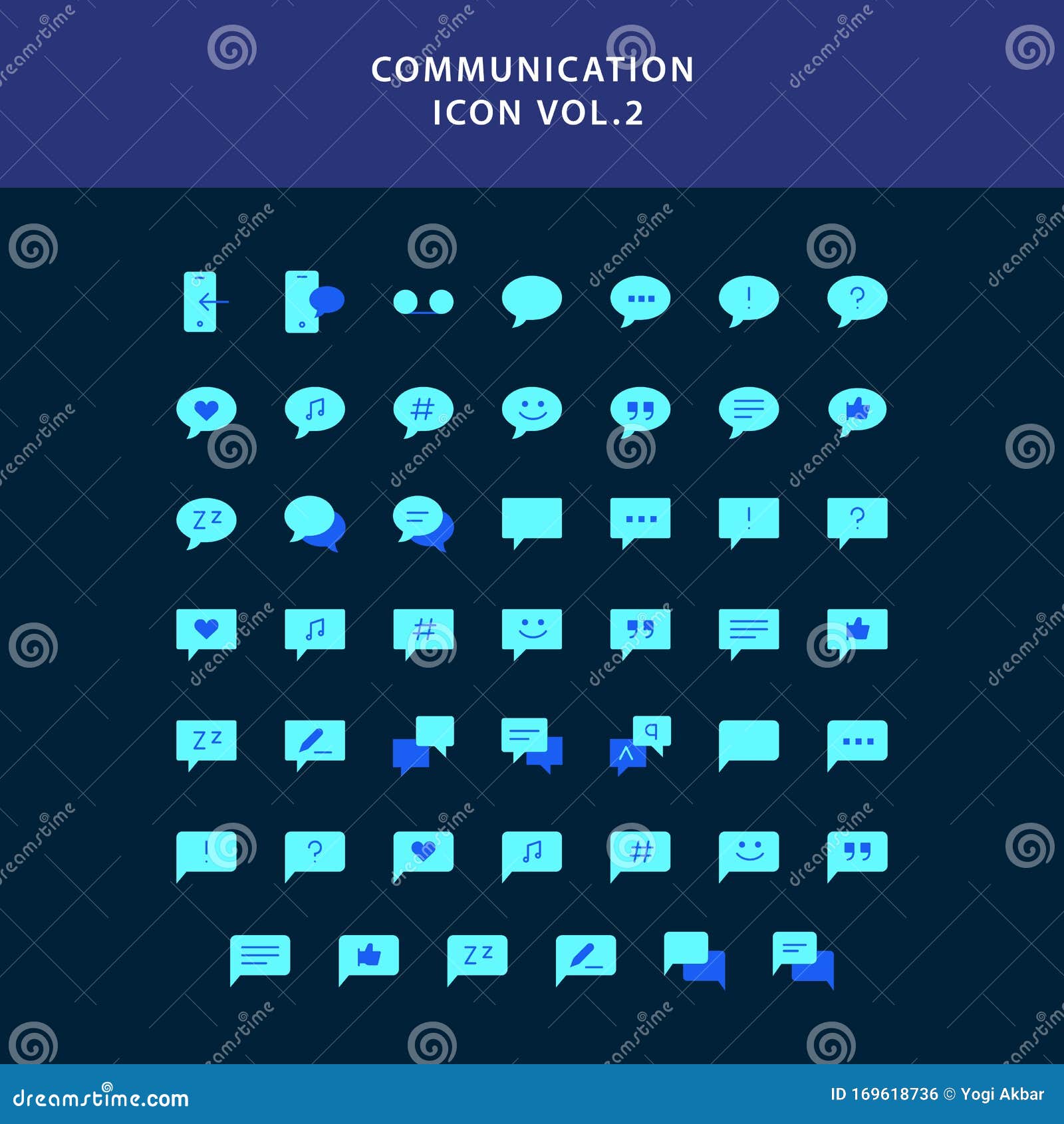Communication Flat Style Design Icon Set Stock Vector - Illustration of ...