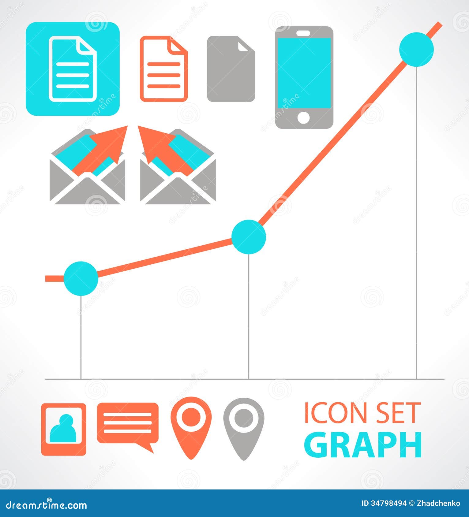 Communication and Graph. Set Flat Icon Stock Illustration ...