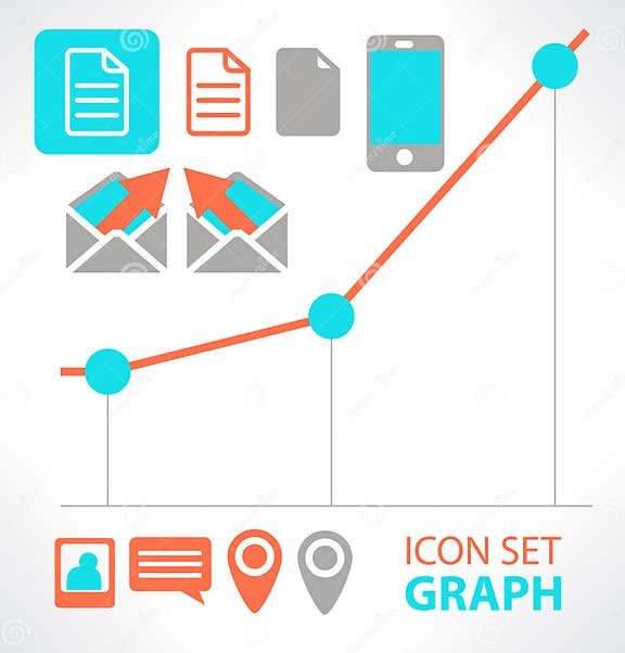 Communication and Graph. Set Flat Icon Stock Illustration ...
