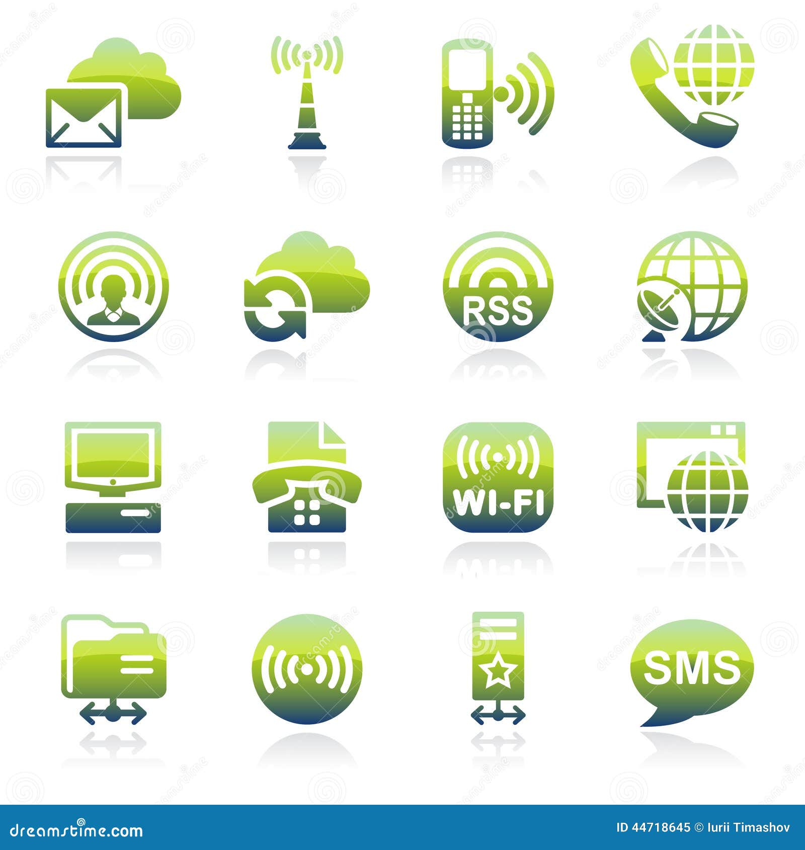 Communication green icons. stock vector. Illustration of communication ...