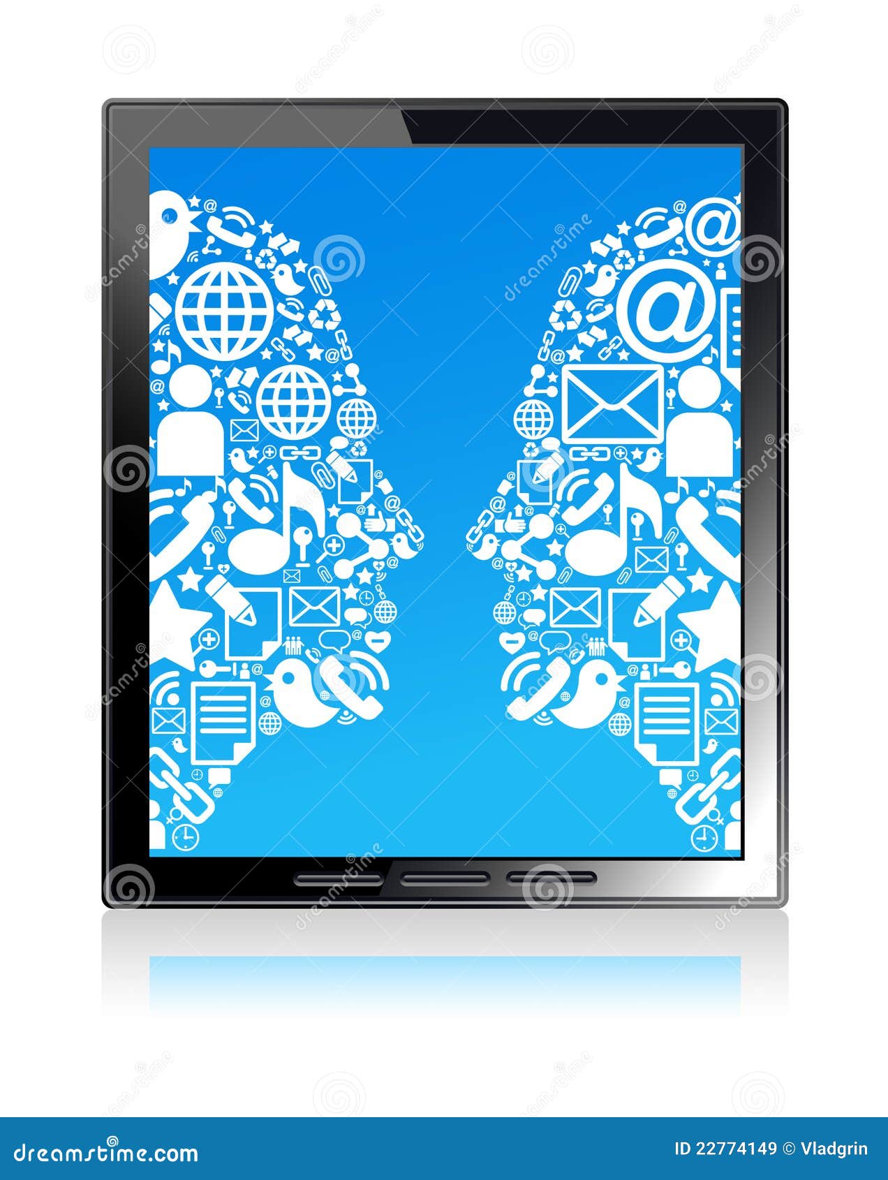 Communication head tablet stock vector. Illustration of medium - 22774149