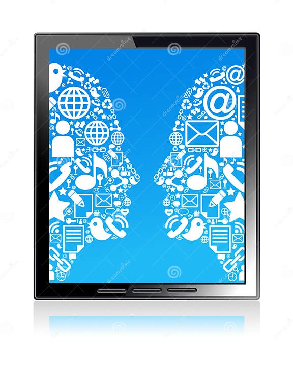 Communication head tablet stock vector. Illustration of arrow - 22835195