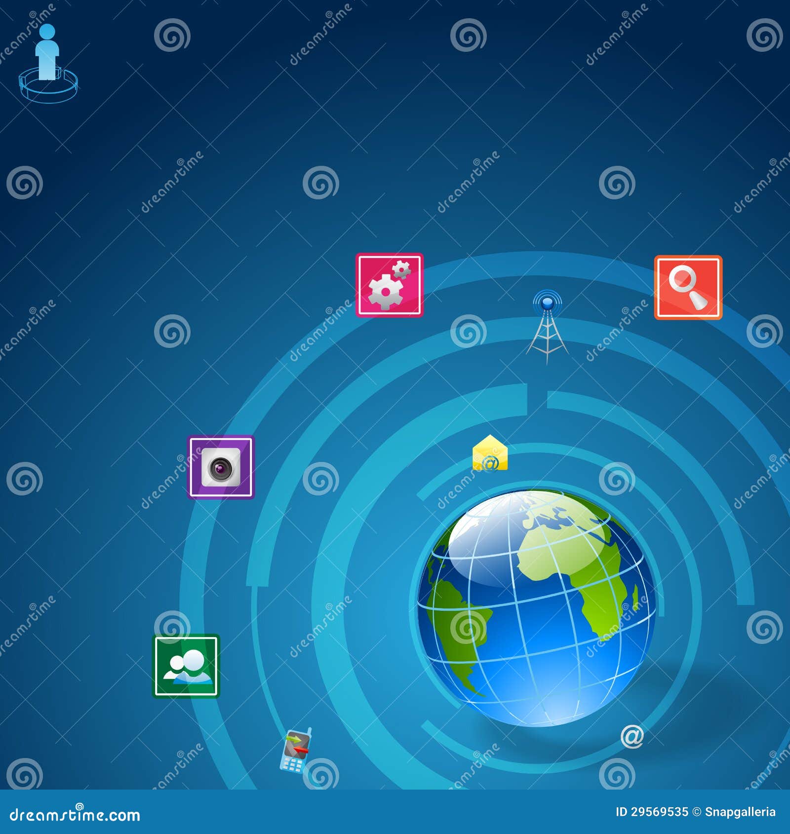 Communication Icon Around Earth Stock Vector - Illustration of people ...