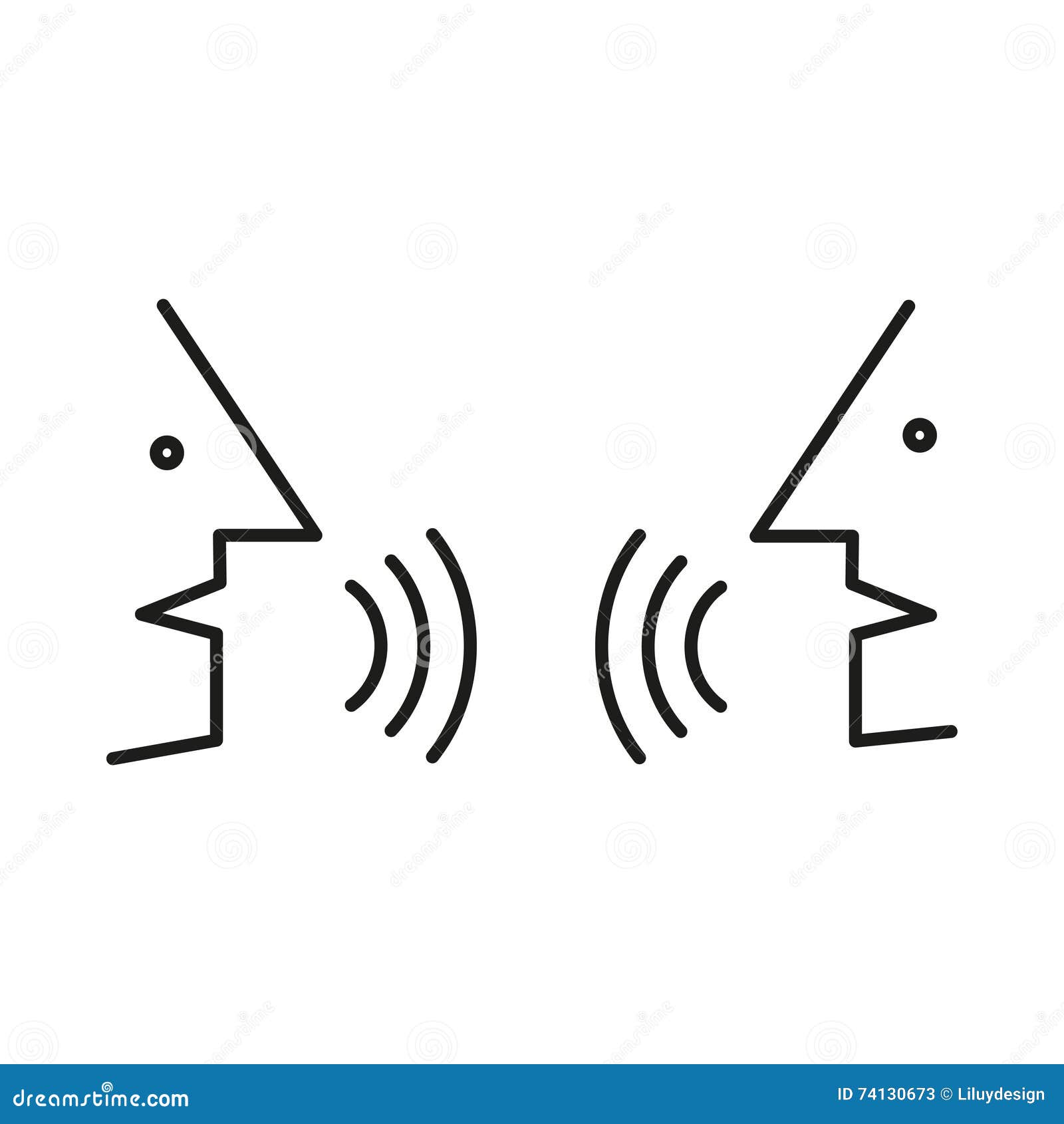Communication Icon. Human Head Shape with Blank Dialog Cloud Vector ...
