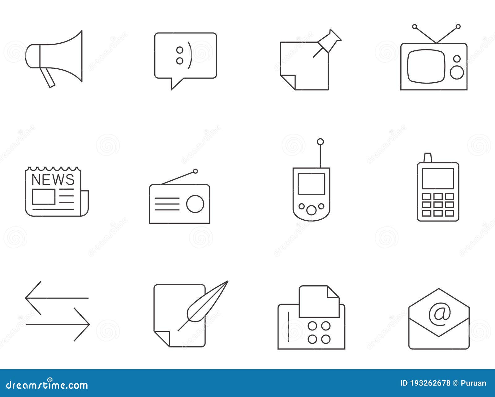 Outline Icons - More Communication Stock Vector - Illustration of ...
