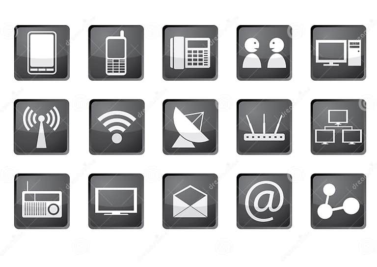 Communication icon set stock vector. Illustration of technology - 21980063