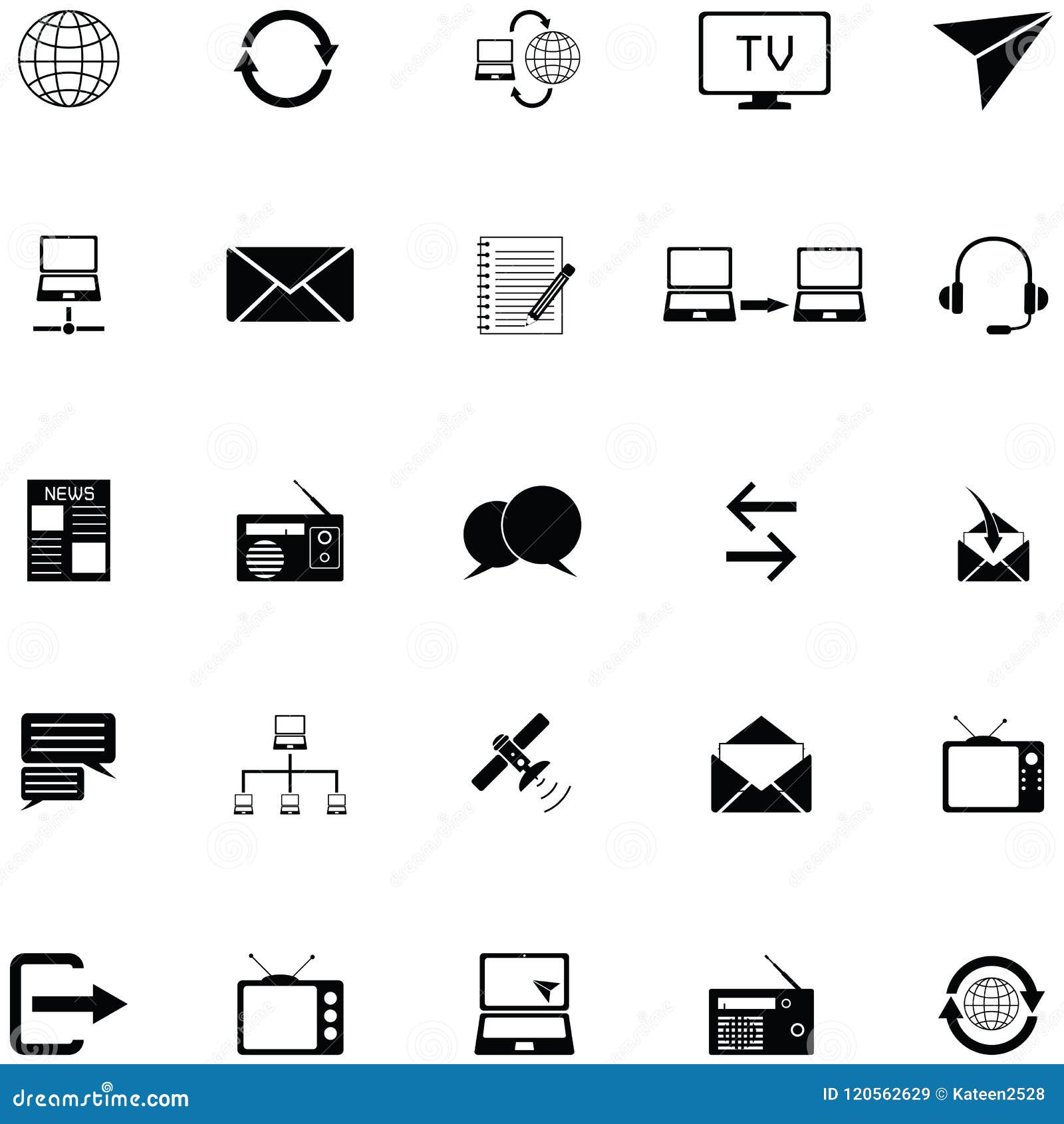 Communication icon set stock vector. Illustration of media - 120562629