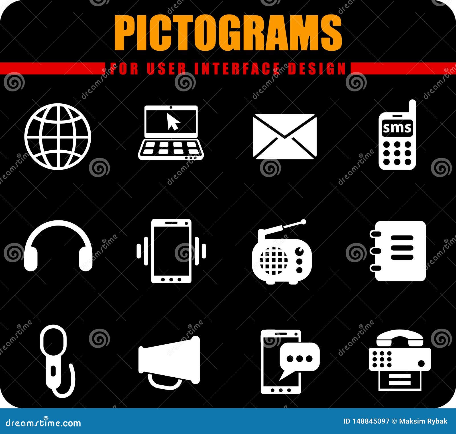 Communication icon set stock vector. Illustration of receiver - 148845097