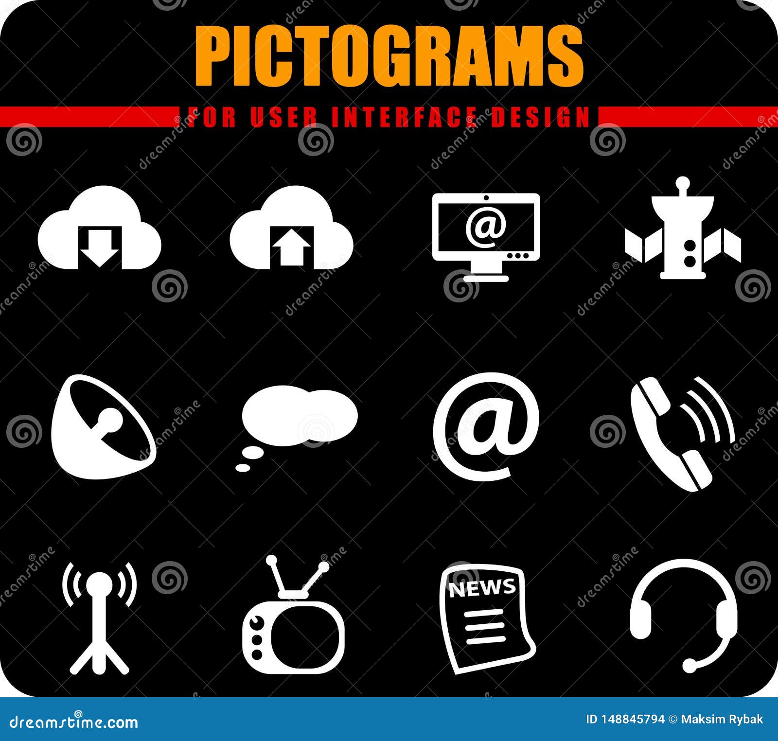 Communication icon set stock vector. Illustration of satellite - 148845794