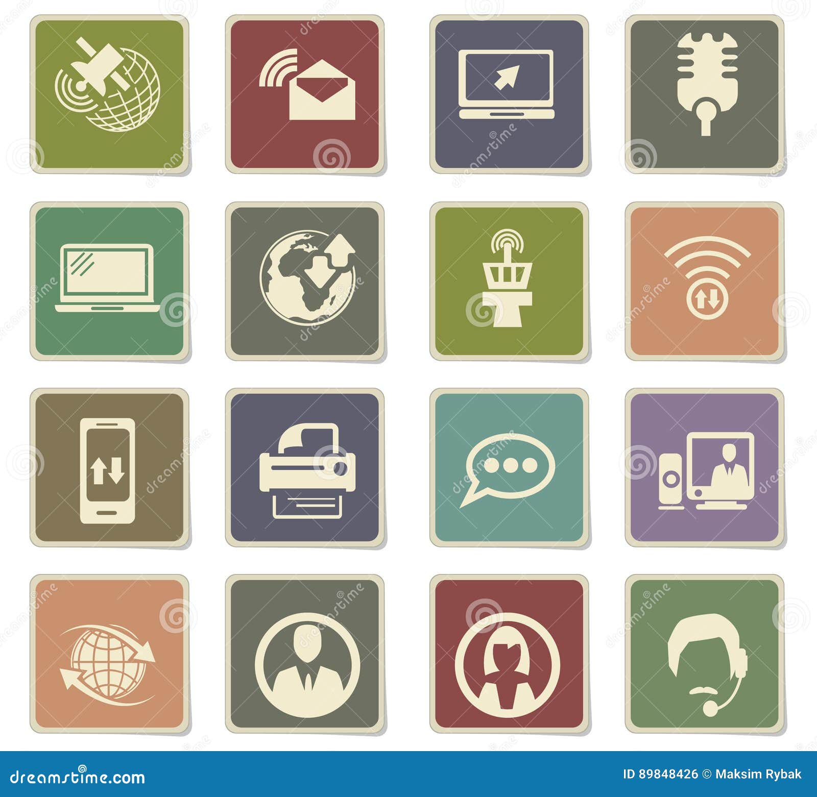 Communication icon set stock illustration. Illustration of computer ...