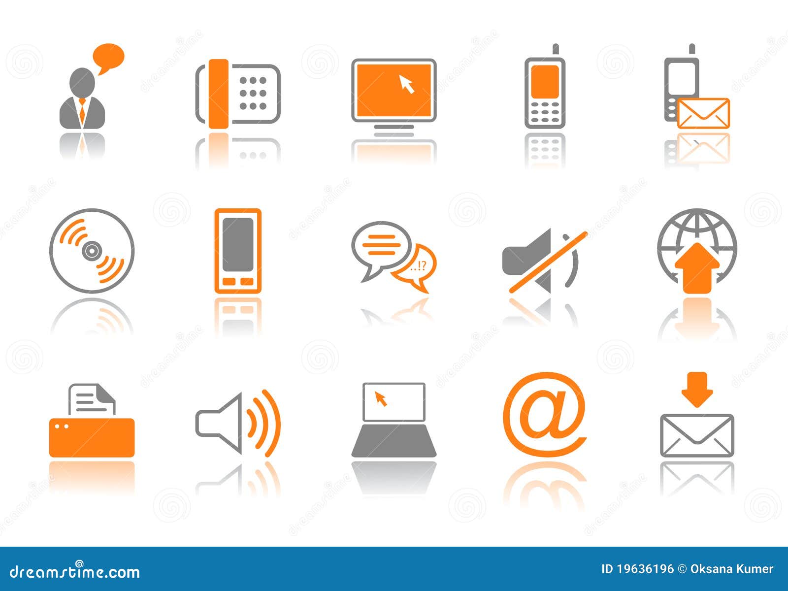 Communication Icon Set - Orange Series Stock Vector - Illustration of ...
