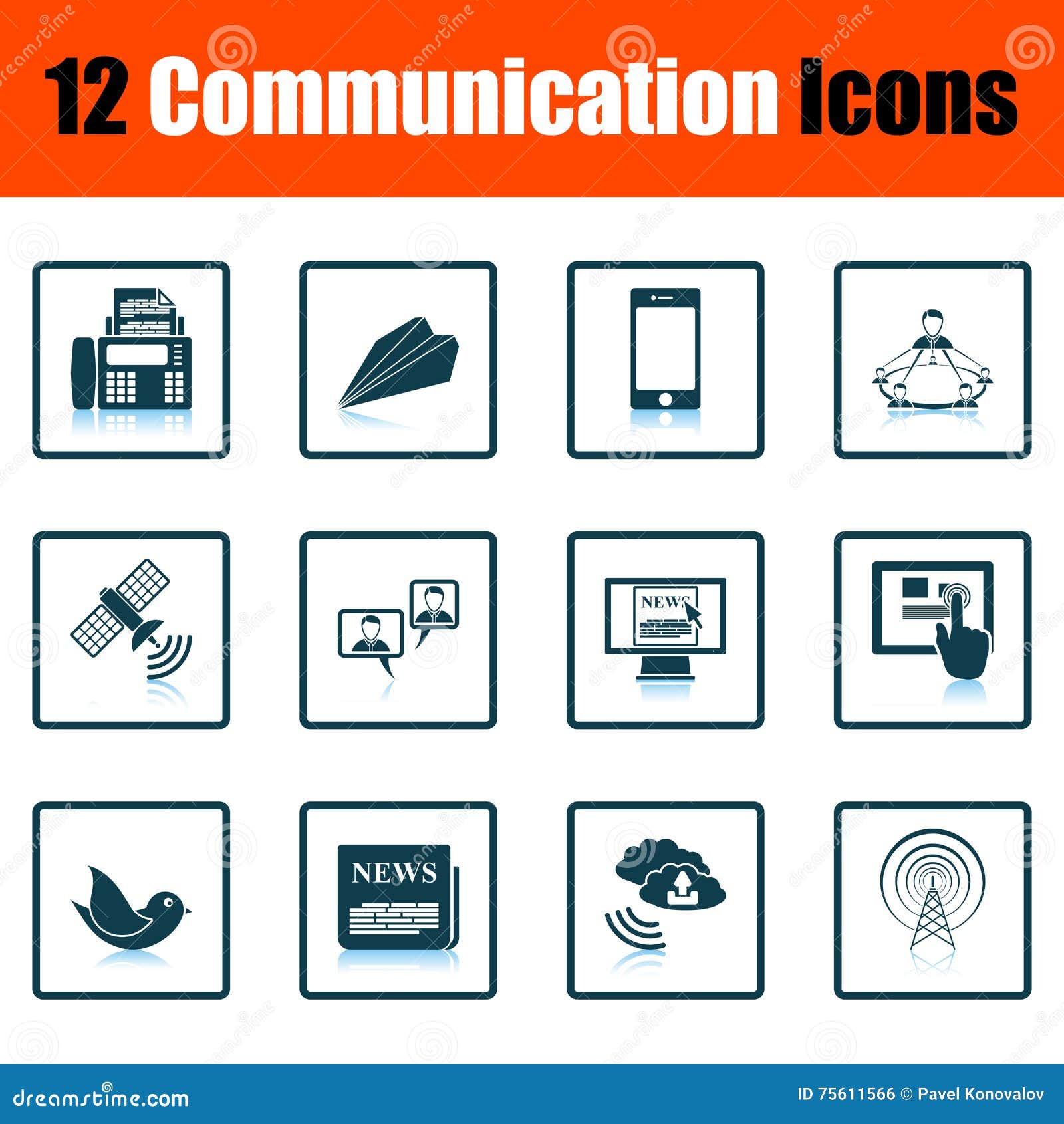 Communication icon set stock vector. Illustration of message - 75611566